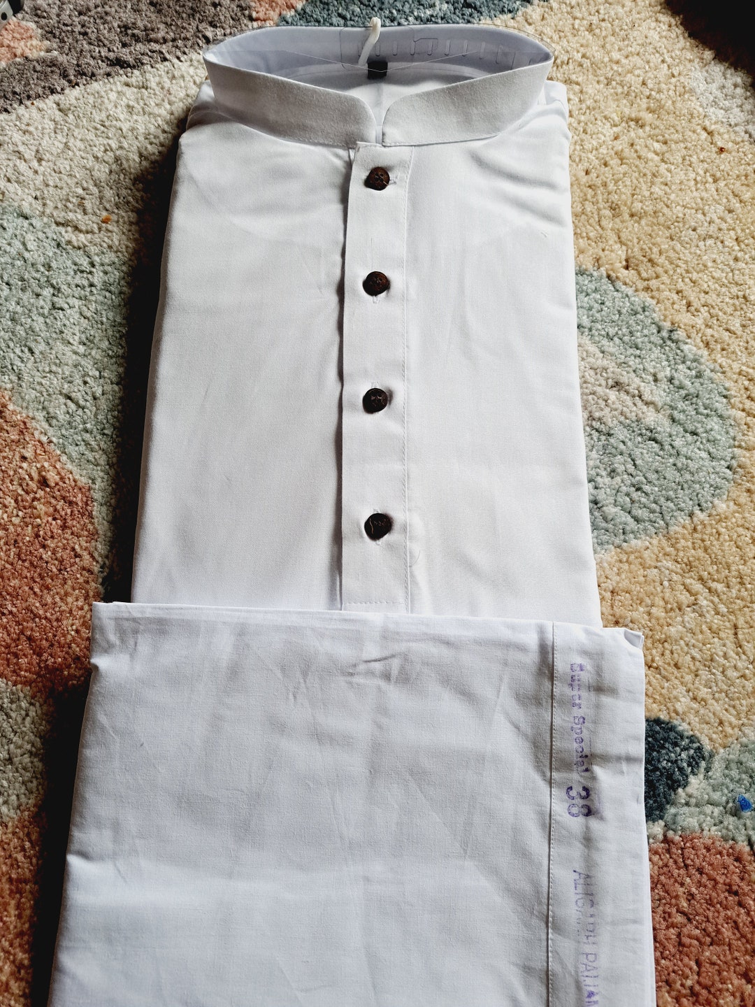 White Pure Cotton Kurta Pajama Set , Men's Yoga Clothing , Religious ...