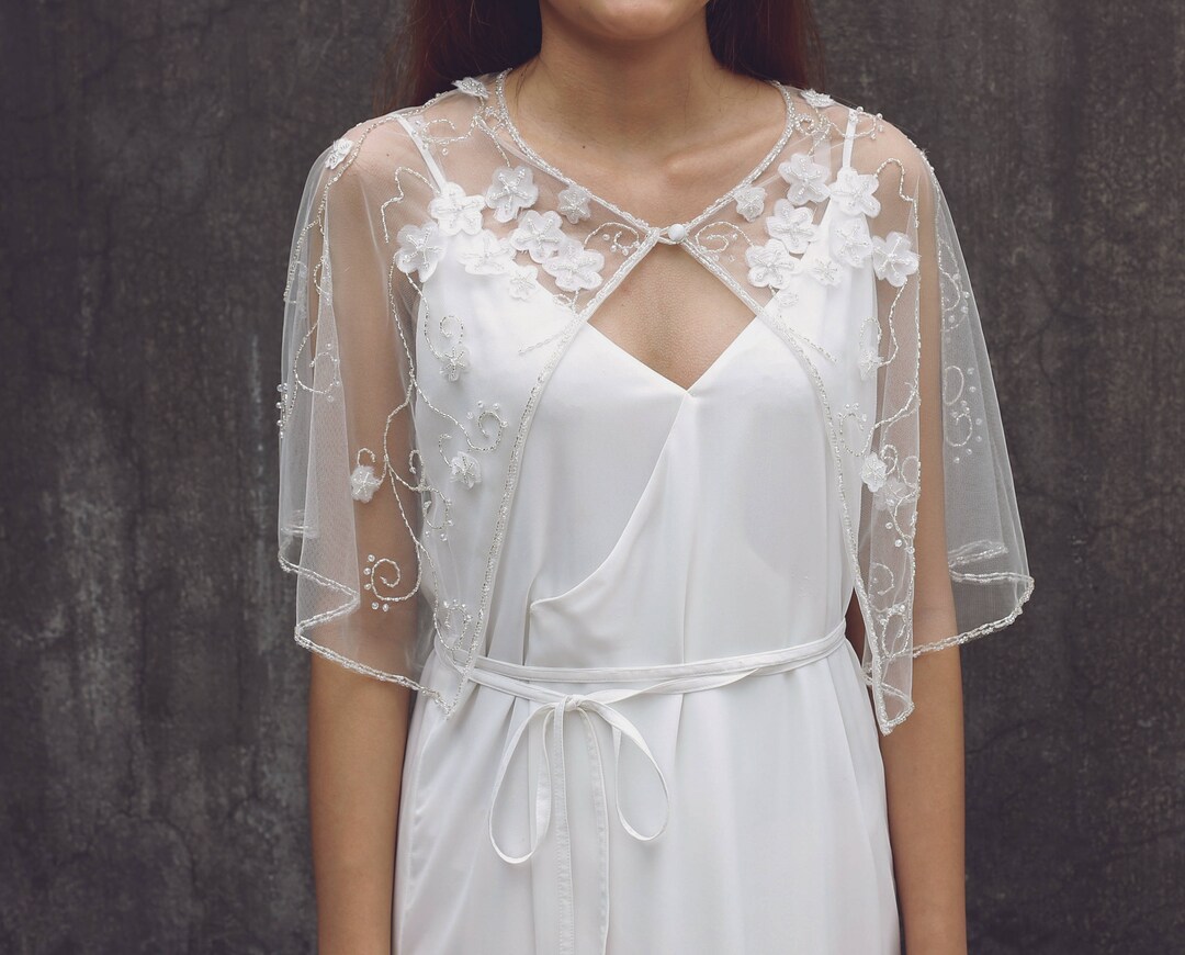 SALE/ Embellished Bridal Cape, Embellished Wedding Cape , Bridal Cover ...