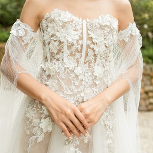 Lace Bridal Cape Sleeves, Lace Cape Sleeves, Bridal Cape Veil, Sleeves ...