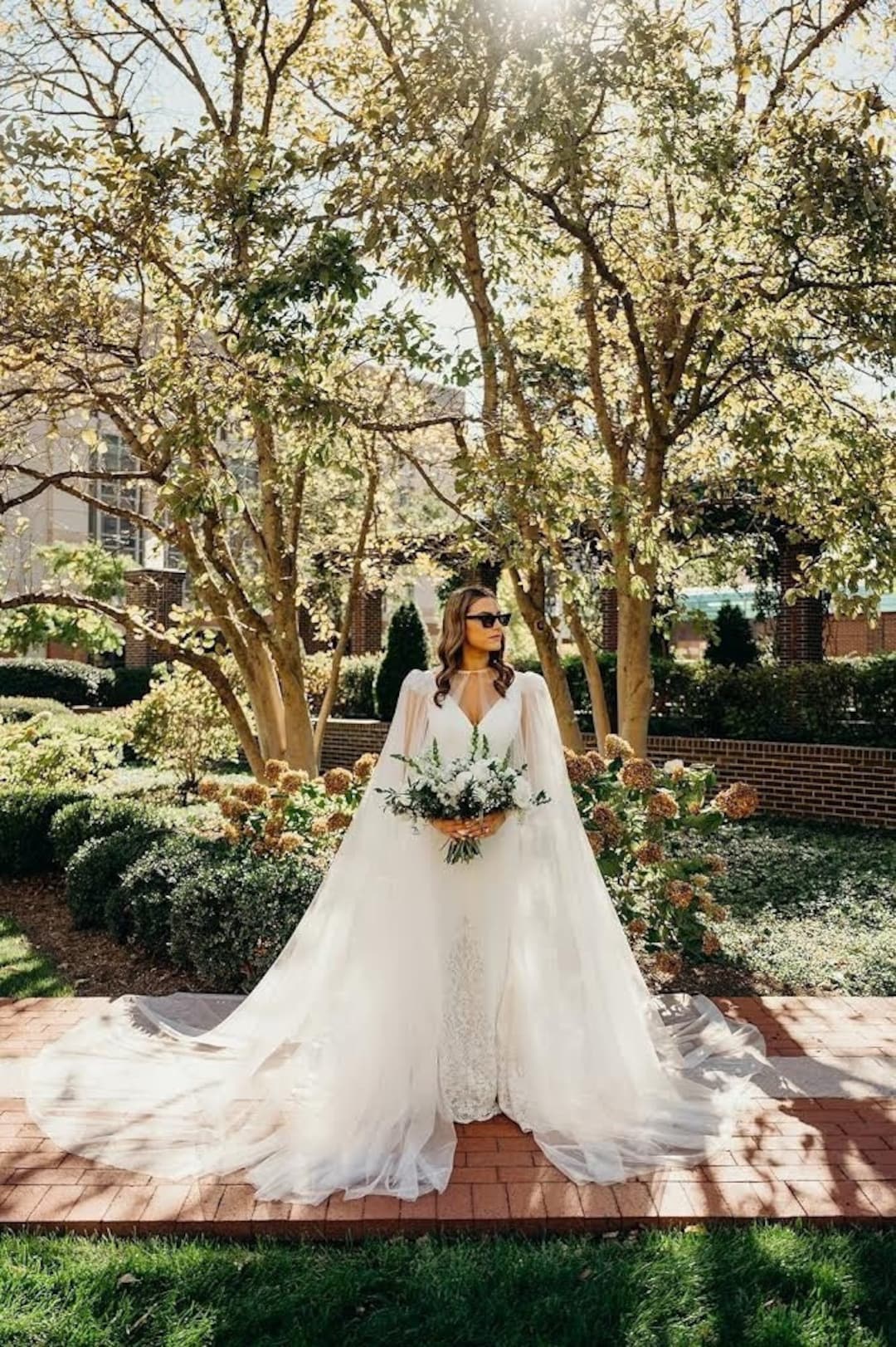 Tulle Bridal Cape Veil With Structure Shoulder, Cathedral Wedding Cape ...