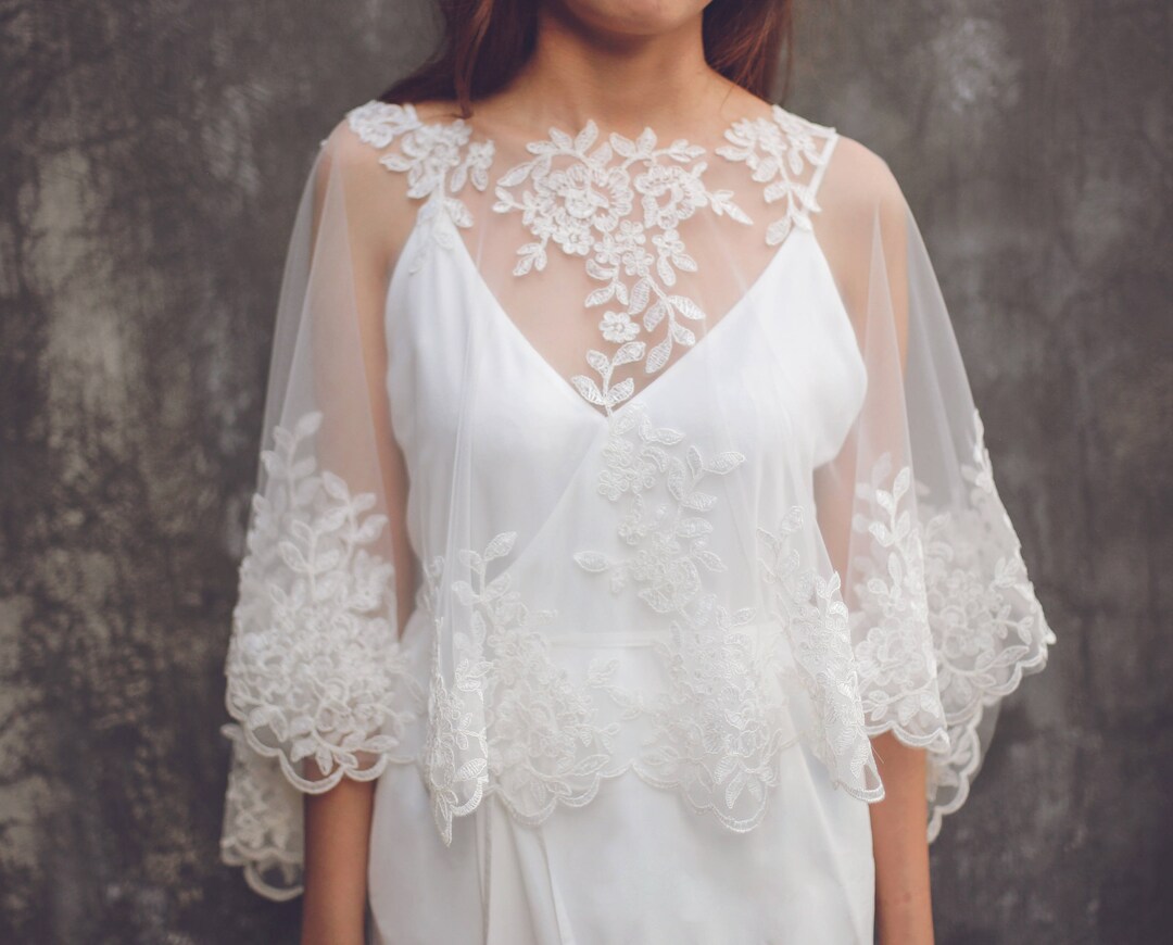 Lace Wedding Dress Cape, Lace Wedding Capelet, Lace Bridal Capelet ...