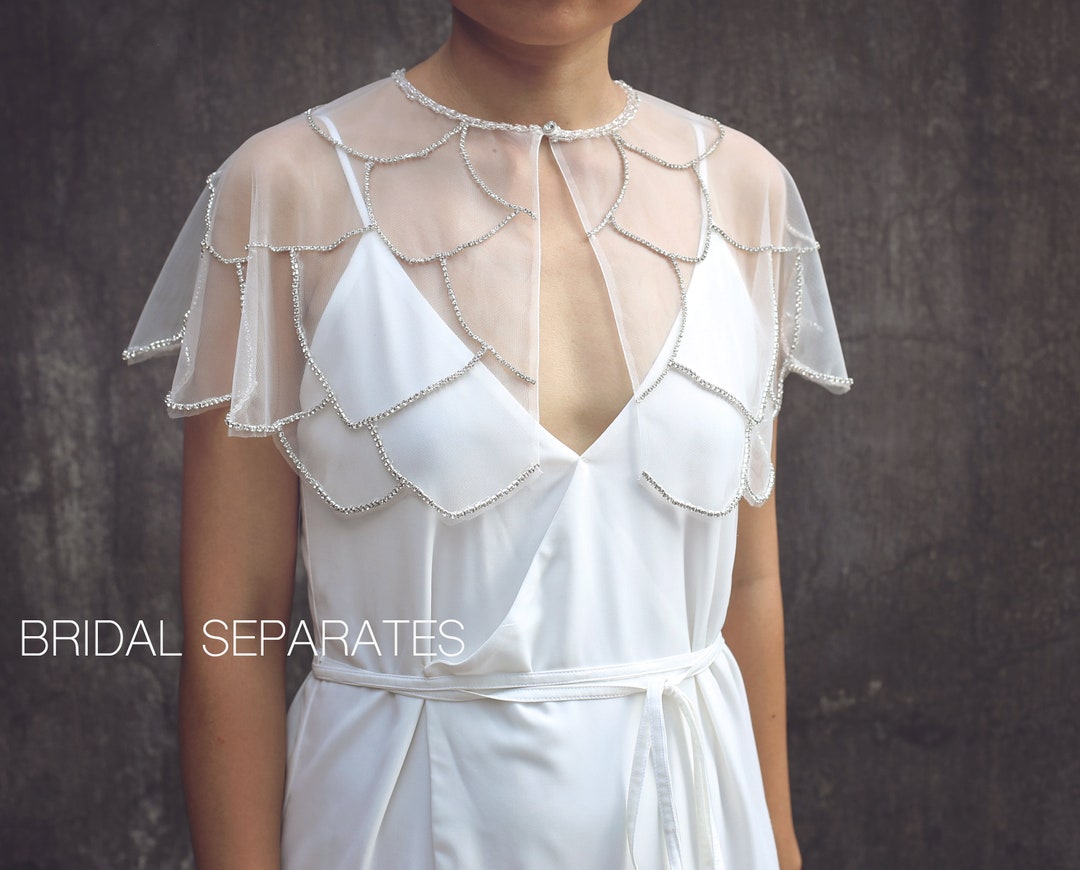 Crystal Bridal Capelet, Rhinestones Wedding Capelet, Rhinestone Bridal ...