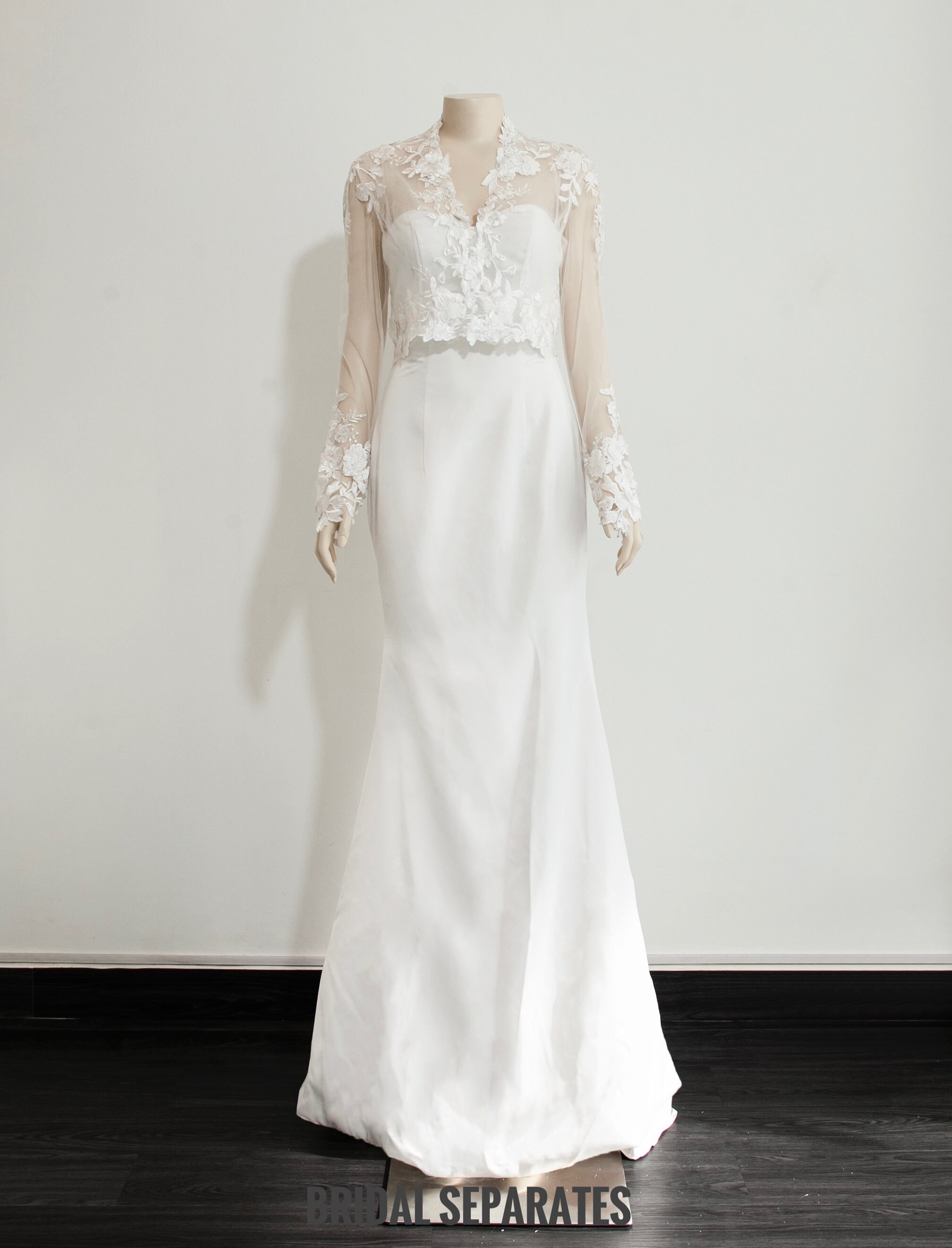Lace Bridal Dress Topper, Custom Wedding Bolero ,bridal Cover up Long ...