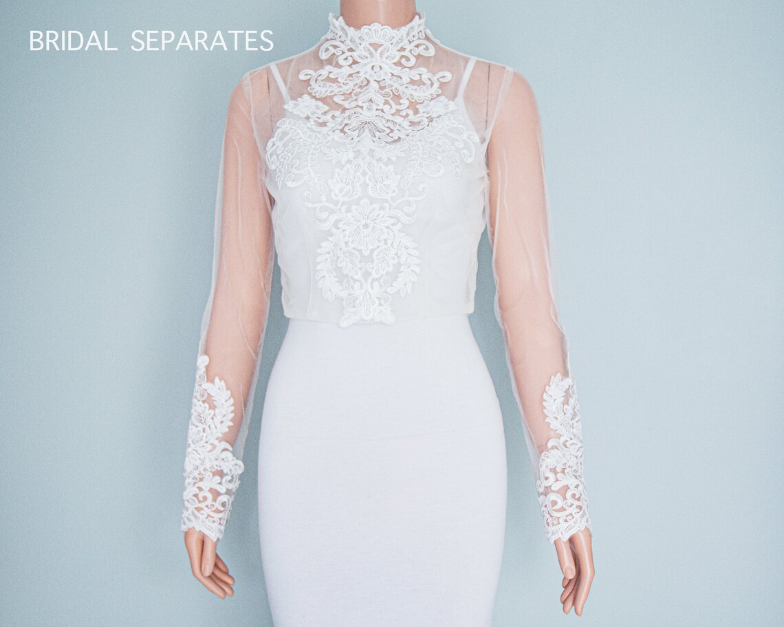 Lace Wedding Topper Lace Bridal Topper Long Sleeve Wedding | Etsy