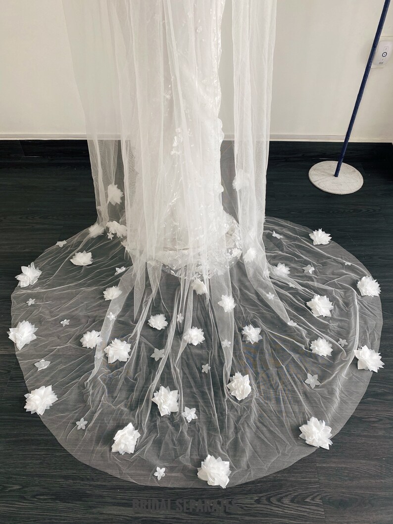 Handmade 3D Flower Veil, 1 Tier Veil, Flower Bridal Veil, Custom Veil ...