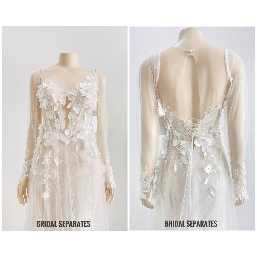Tulle Detachable Bridal Sleeves, Tulle Removable Wedding Dress Sleeves ...