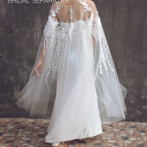 Long Bridal Cape, Long Bridal Capelet, Long Wedding Cape, Wedding Cover ...