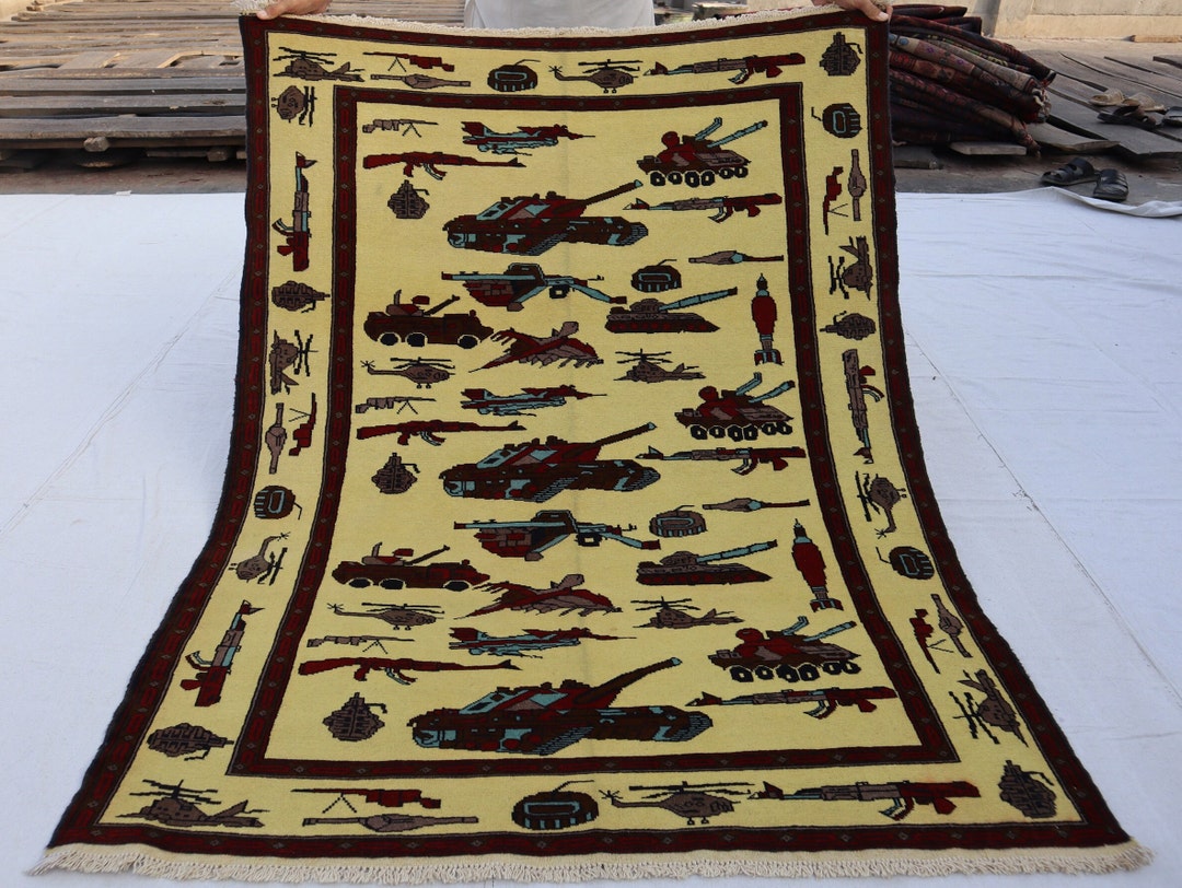 AUTH 4 X 5.9 Feet. Ordnance Design, Any Room Decor Rug, Afghan Handmade ...