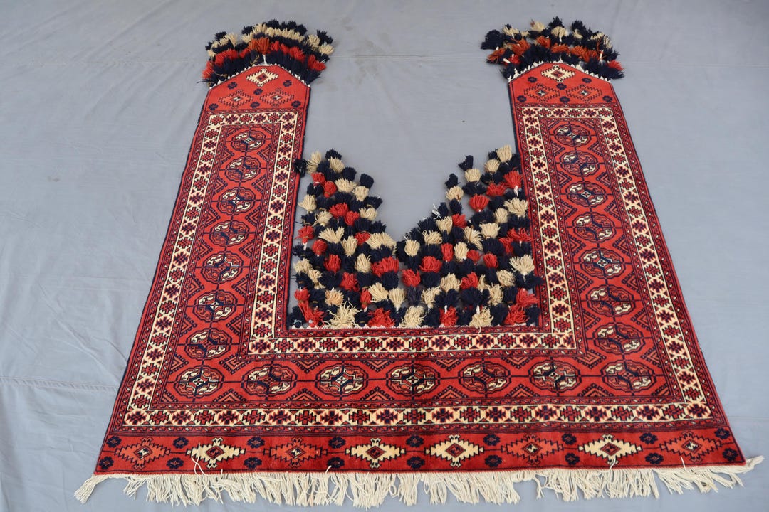 5x5 Afghan Tribal Camel Trapping - Handmade Wool Tassel Rug - Turkmen ...