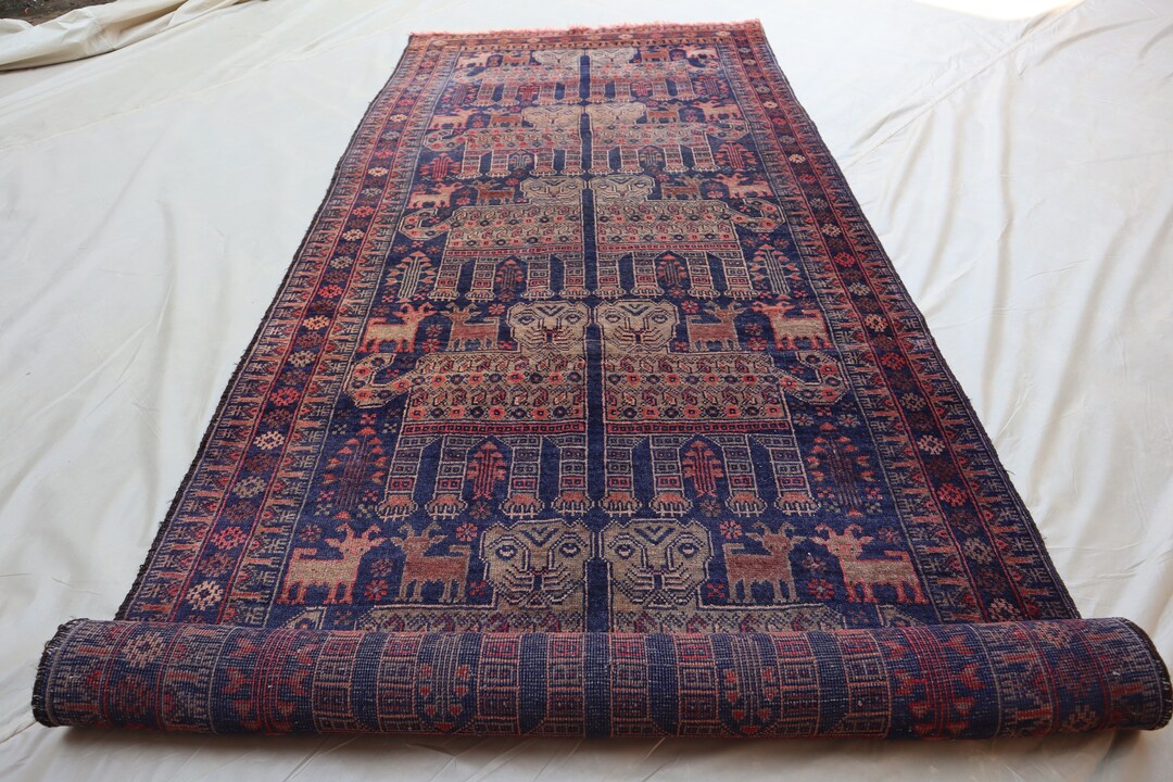AUTH: Vintage Zoomorphic Lions Hand Made Nomadic Tent Runner Perfect ...