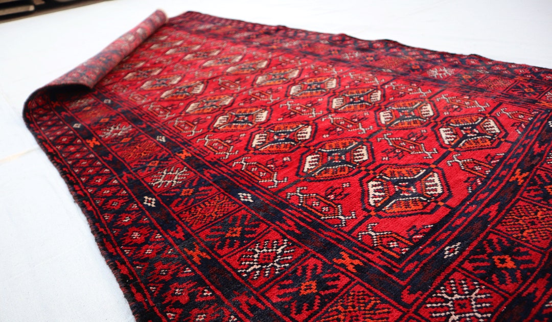 AUTH 3x6 Feet. Fantastic Handmade Baluch Mouri Gull Pattern Rug Made ...