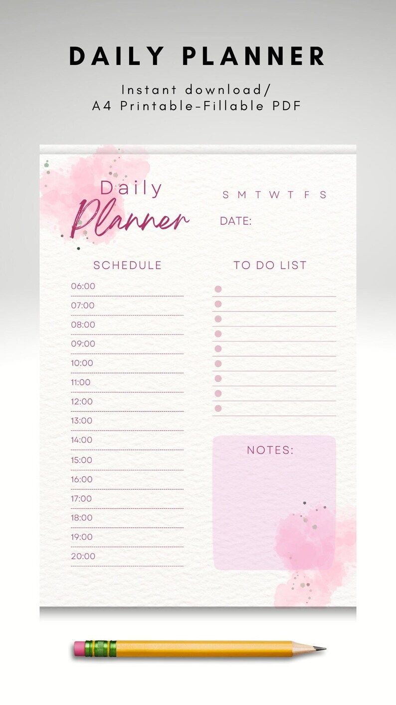 Plan Your Day Daily Planner Printable, Daily Planer Editable, Instant ...