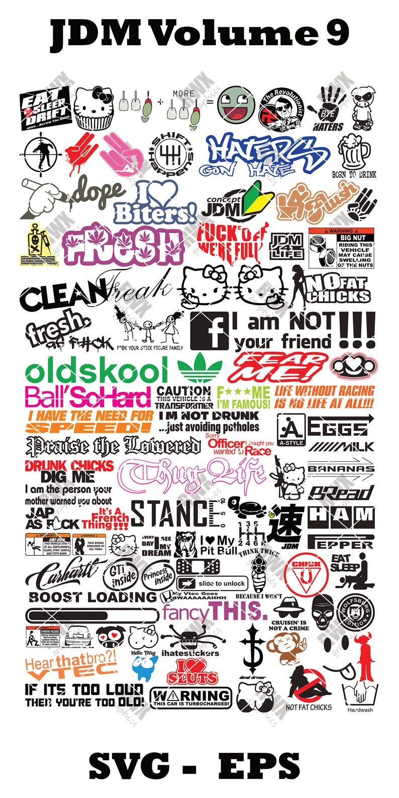 JDM Volume 9 Vector Graphics Sticker Cutting File in SVG EPS ...