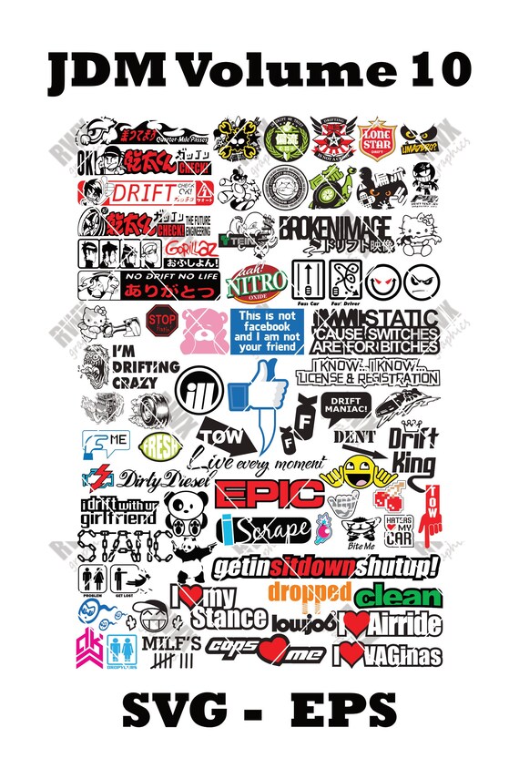 JDM Volumen 10 Vector Graphics Sticker Cutting File en SVG EPS | Etsy