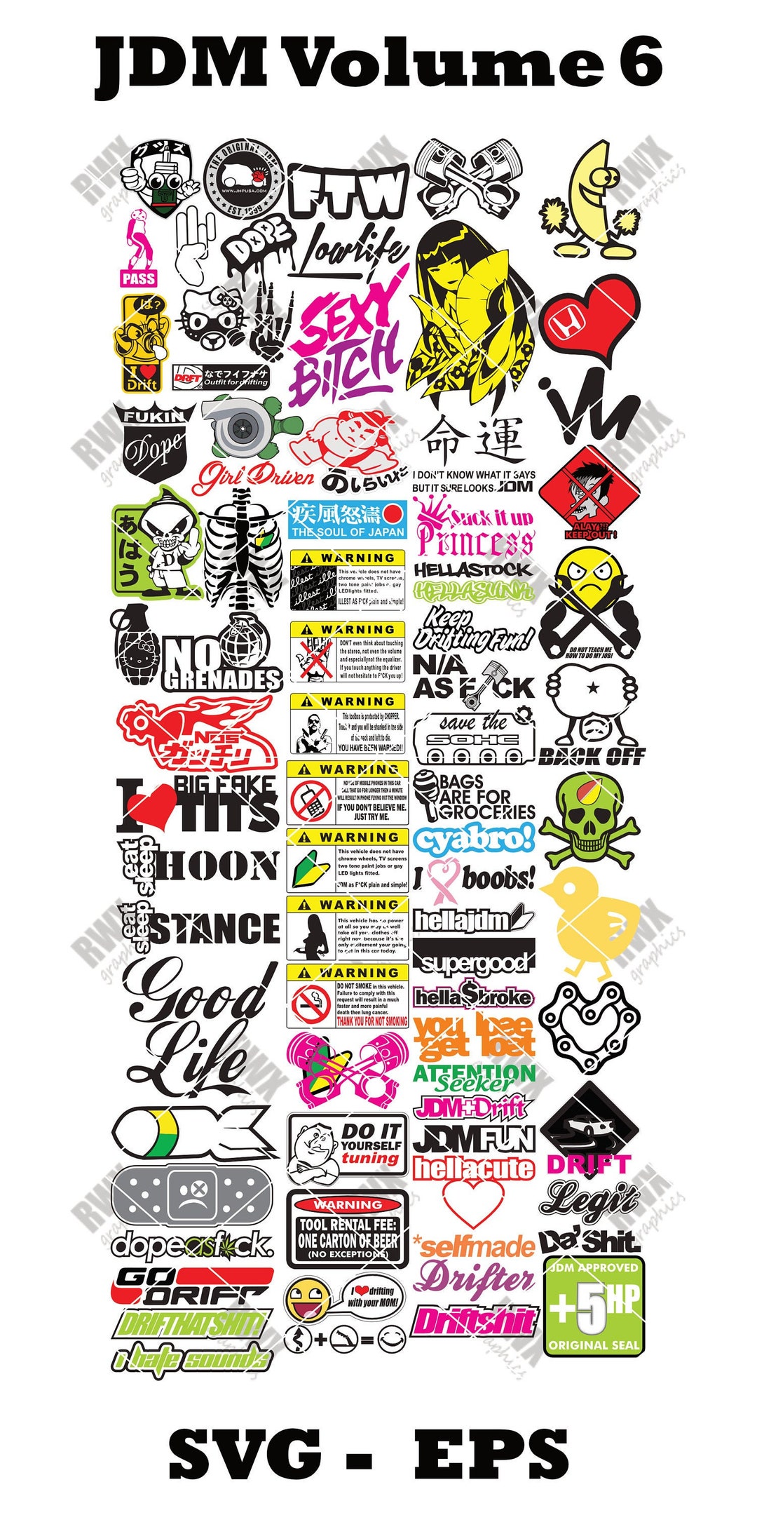JDM Volume 6 Vector Graphics Sticker Cutting File in SVG EPS ...