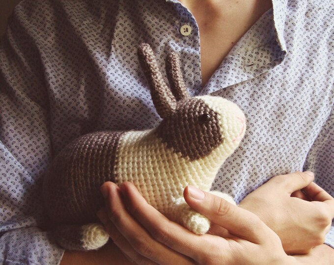 Amigurumi Dutch Bunny, Crochet Rabbit Stuffed Toy White Brown, Cute ...