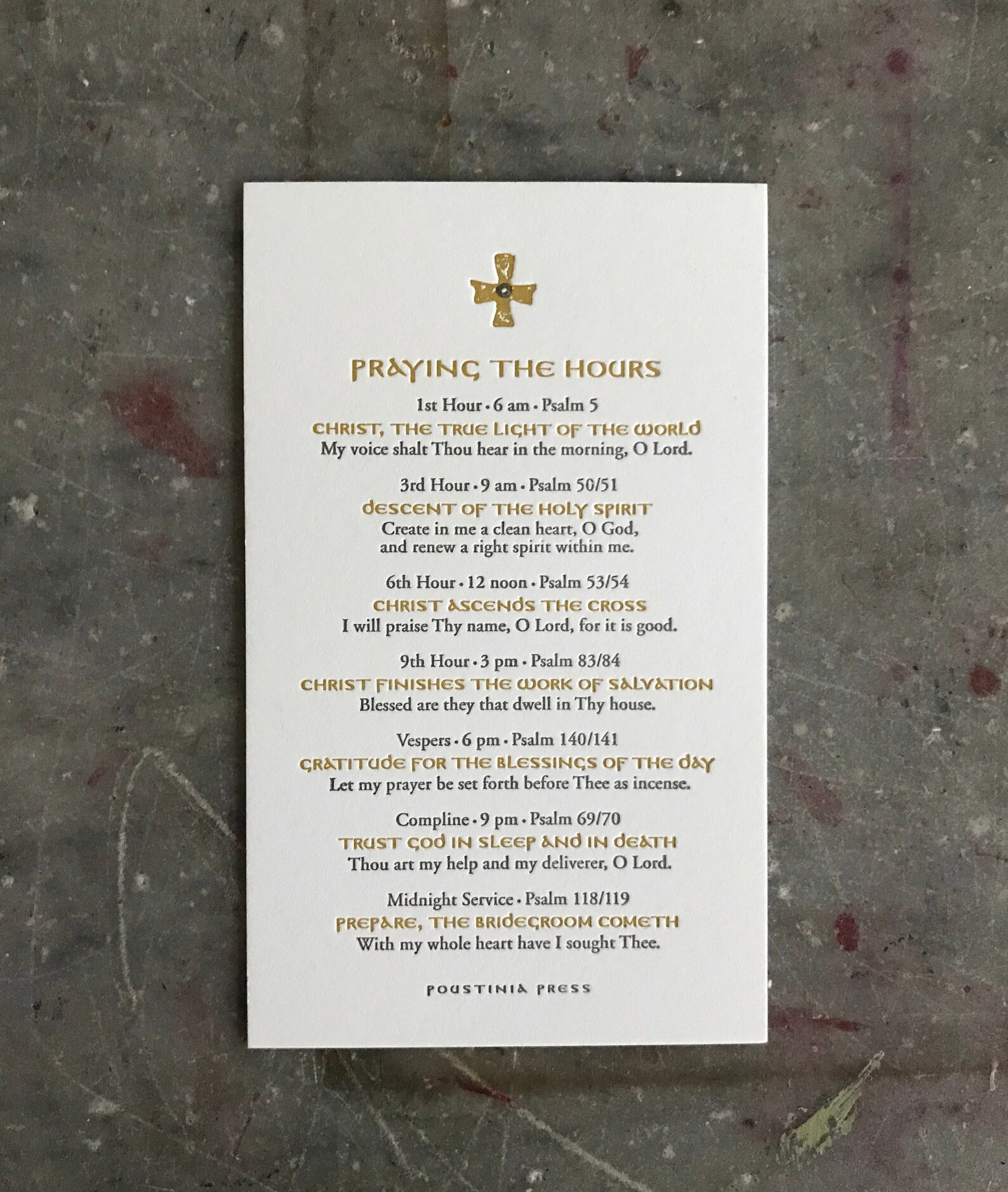 Letterpress Prayer Card: Praying the Hours - Etsy UK
