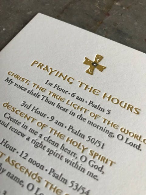 Letterpress Prayer Card: Praying the Hours - Etsy UK