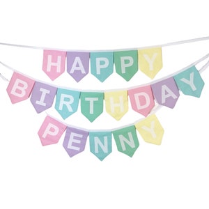 Custom Pastel Rainbow Name Bunting / Celebration / Flags - Etsy