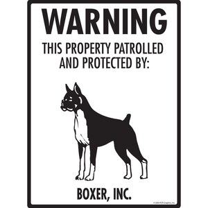 Warning! Boxer - Property Protected and Beware Aluminum Dog Sign - 9" X ...