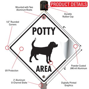 Potty Area Sign - Dog Standing Potty Area Exterior Rust Free Aluminum ...