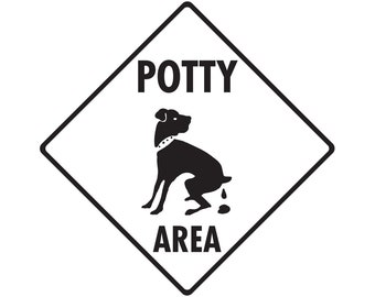 Potty Area Sign - Dog Standing Potty Area Exterior Rust Free Aluminum ...