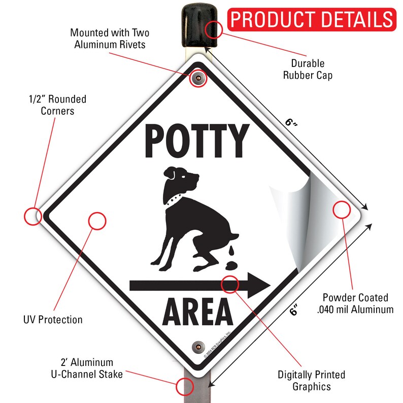 Potty Area Sign Dog Pooping Potty Area Exterior Rust Free - Etsy