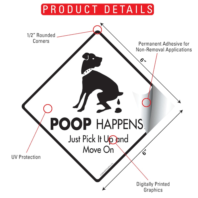 Poop Happens! Pick It up Exterior Rust Free No Dog Pooping Aluminum ...