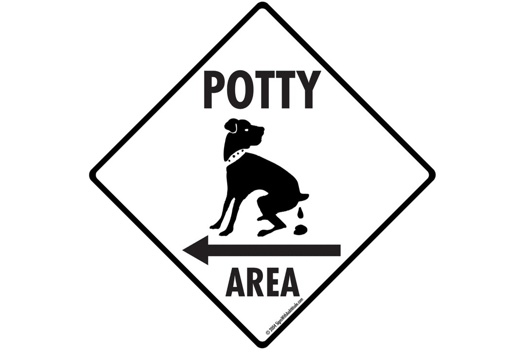 Potty Area Sign - Dog Pooping Potty Area Exterior Rust Free Aluminum ...