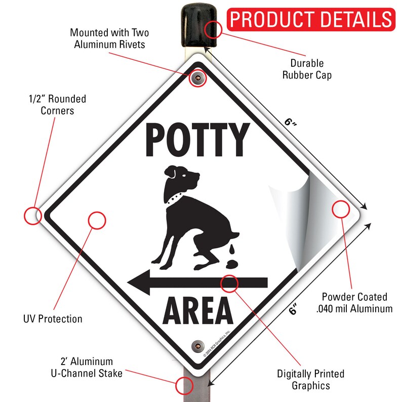Potty Area Sign Dog Pooping Potty Area Exterior Rust Free - Etsy