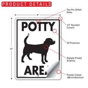 Potty Area With Dog Standing Aluminum Dog Sign - 9" X 12" - Etsy