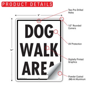 Potty Area Sign - Dog Walk Area Yard Exterior Rust Free Aluminum Dog ...
