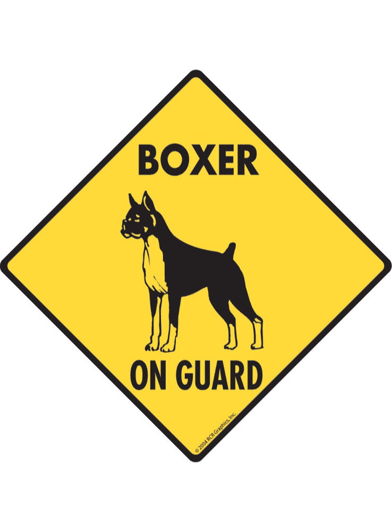 Warning Boxer on Guard Aluminum Dog Sign or Vinyl Sticker | Etsy