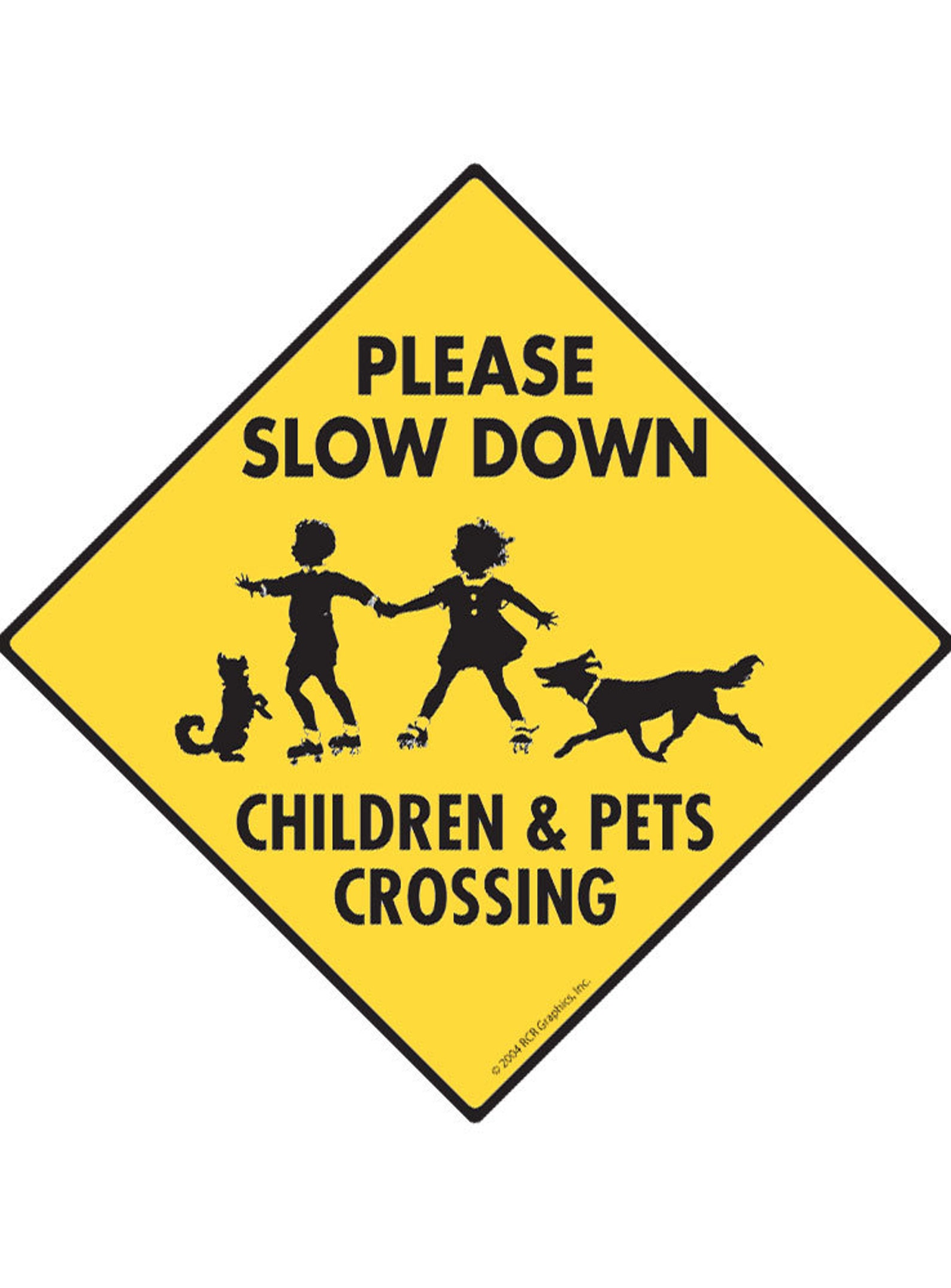 Caution Please Slow Down Children and Pets Crossing Aluminum | Etsy