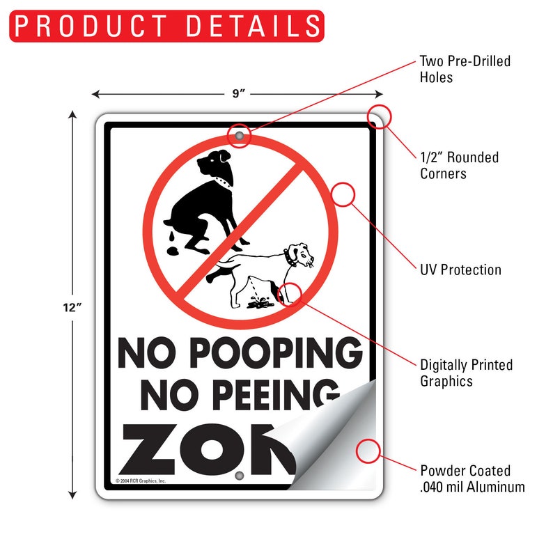 No Poop and Pee Zone Exterior No Dog Pooping Aluminum Sign - Etsy