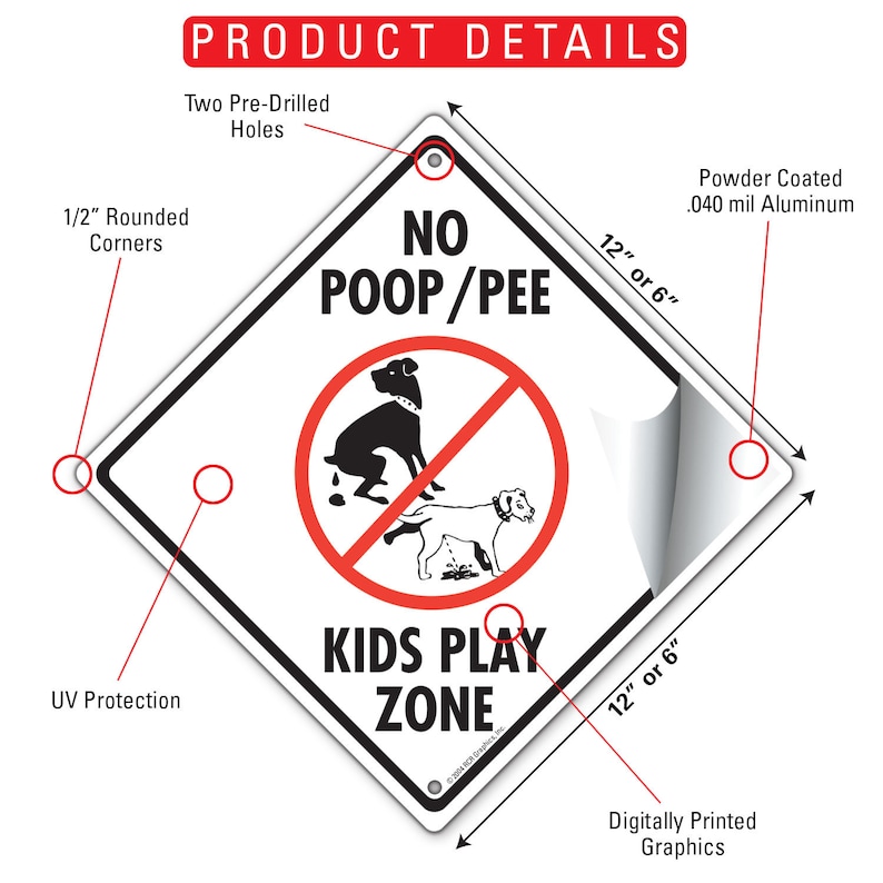 No Poop and Pee Zone - Kids Play Zone Exterior No Dog Pooping Aluminum ...