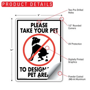 Potty Area Sign Please Take Your Pet to Designated Pet Area Yard ...