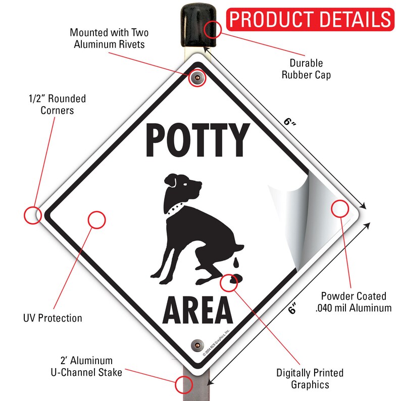 Potty Area Sign Dog Pooping Potty Area Exterior Rust Free - Etsy