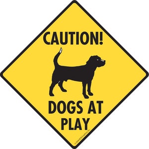Caution Dogs at Play With Dog Image Aluminum Dog Sign or | Etsy