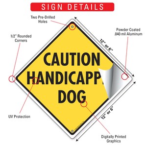 Caution Handicapped Dog Yard Sign - Aluminum Sign or Vinyl Sticker ...