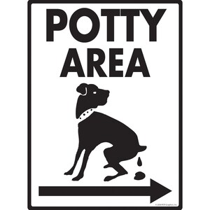 Potty Area Sign - Dog Pooping Potty Area Yard Exterior Rust Free ...