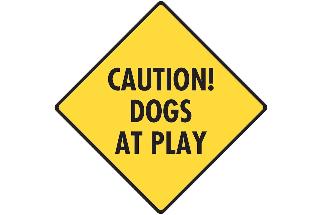 Caution! Dogs at Play Aluminum Dog Sign and Sticker - Etsy