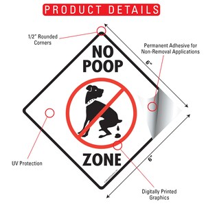 No Poop Zone Exterior Rust Free No Dog Pooping Aluminum Sign or Vinyl ...