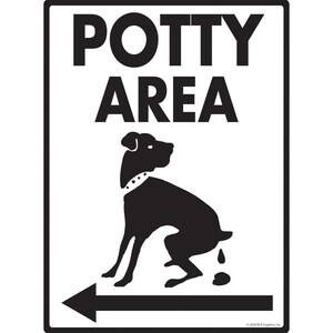 Potty Area Sign - Dog Pooping Potty Area Yard Exterior Rust Free ...