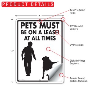 Potty Area Sign - Pets Must Be on A Leash at All Times Yard Exterior ...