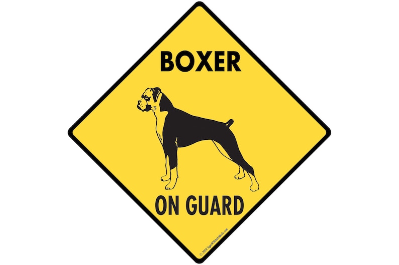 Warning Boxer With Natural Ears on Guard Aluminum Dog Sign or - Etsy