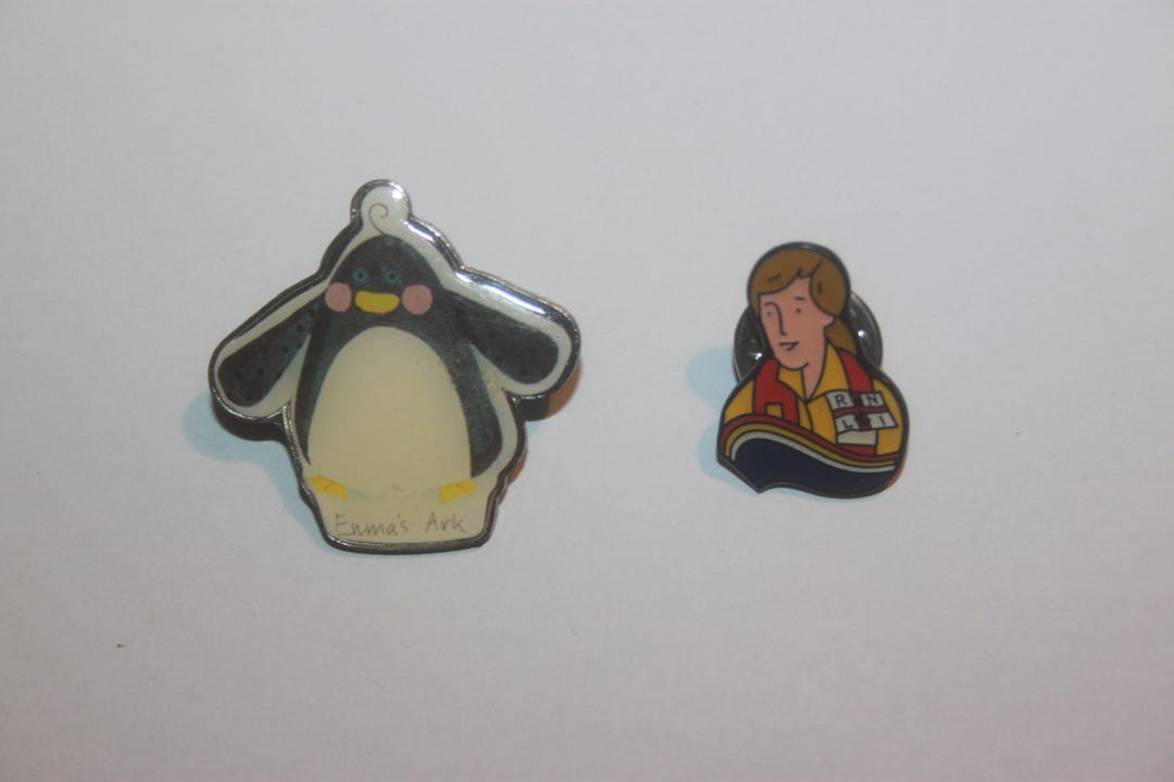 Two Metal Charity Pin Badges Emma's Ark and RNLI Lifeboats, Charity ...