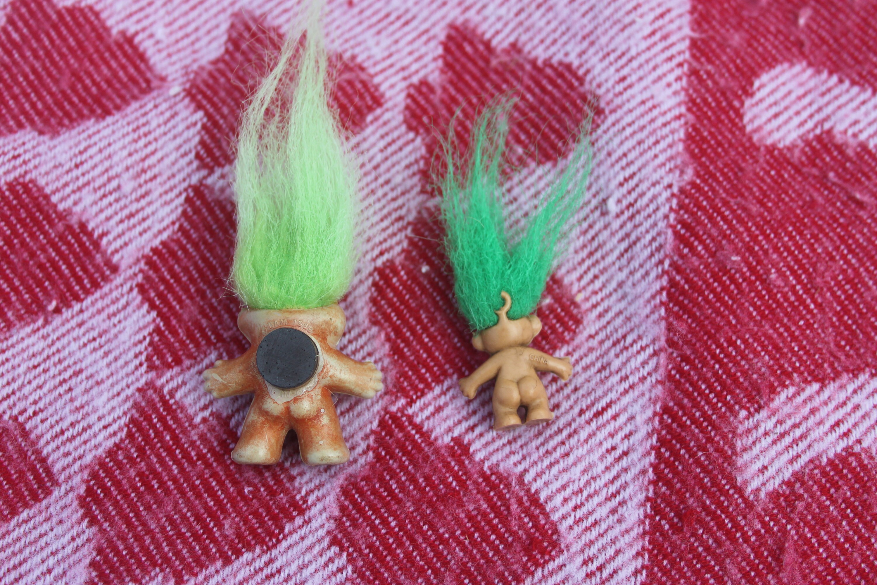 Pair of Vintage Dam Miniature Trolls One Fridge Magnet Green - Etsy