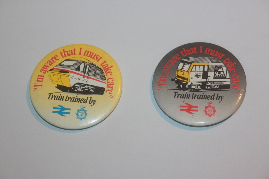 Vintage Safety Pin Badges British Rail Safety 'i'm Aware That I Must ...