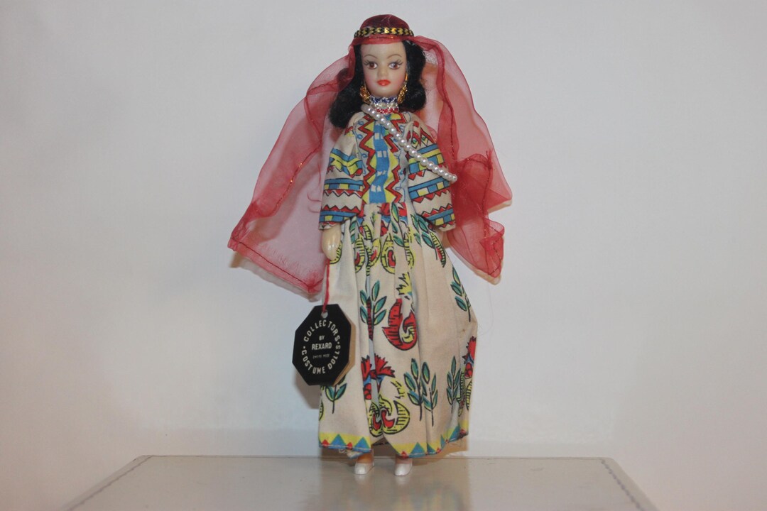 Rexard Miss Morocco Plastic Costume Doll 19 Cms 7.5", Floral Dress With ...